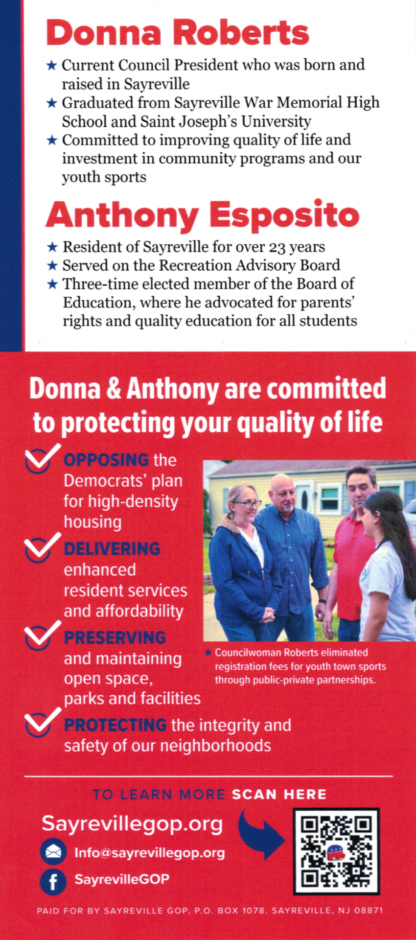 Campaign Flyer – Sayreville Republican Organization